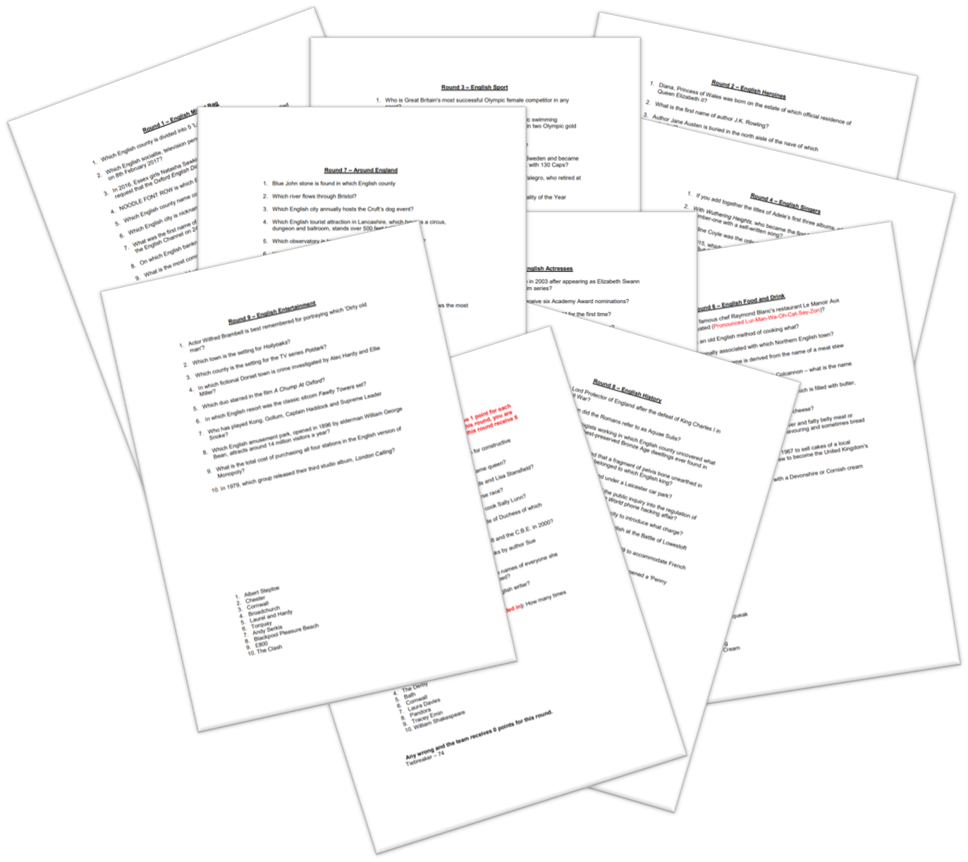 Easier Subject Quizzes! – Pub Quiz Questions