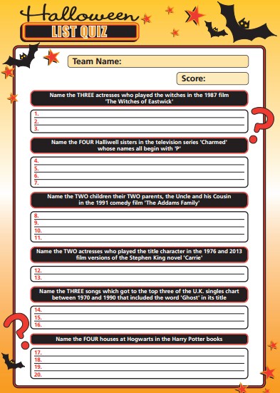 New Halloween Picture Quizzes and Quiz Packs – Pub Quiz Questions