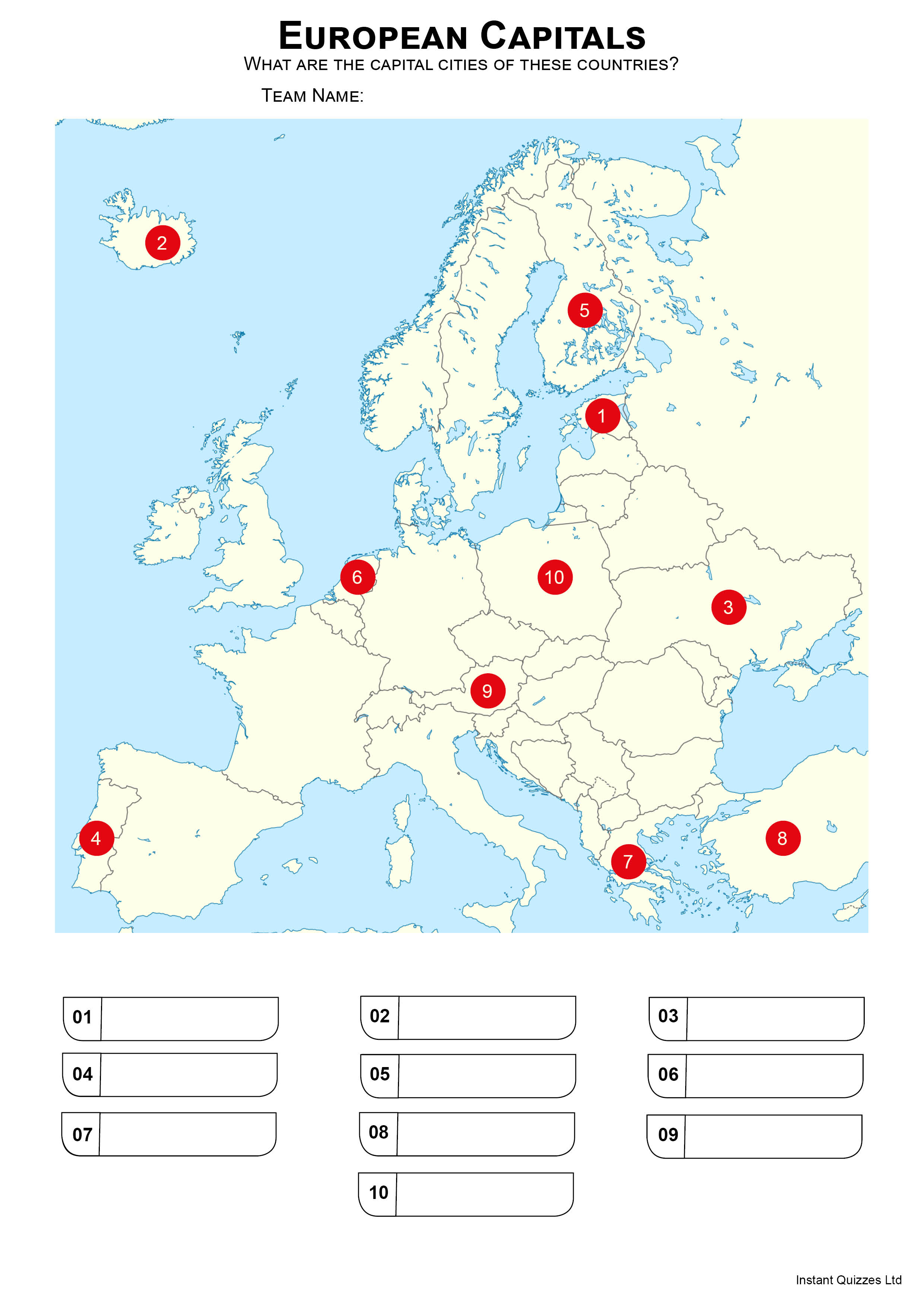 Euro Capital Cities Quiz – Pub Quiz Questions