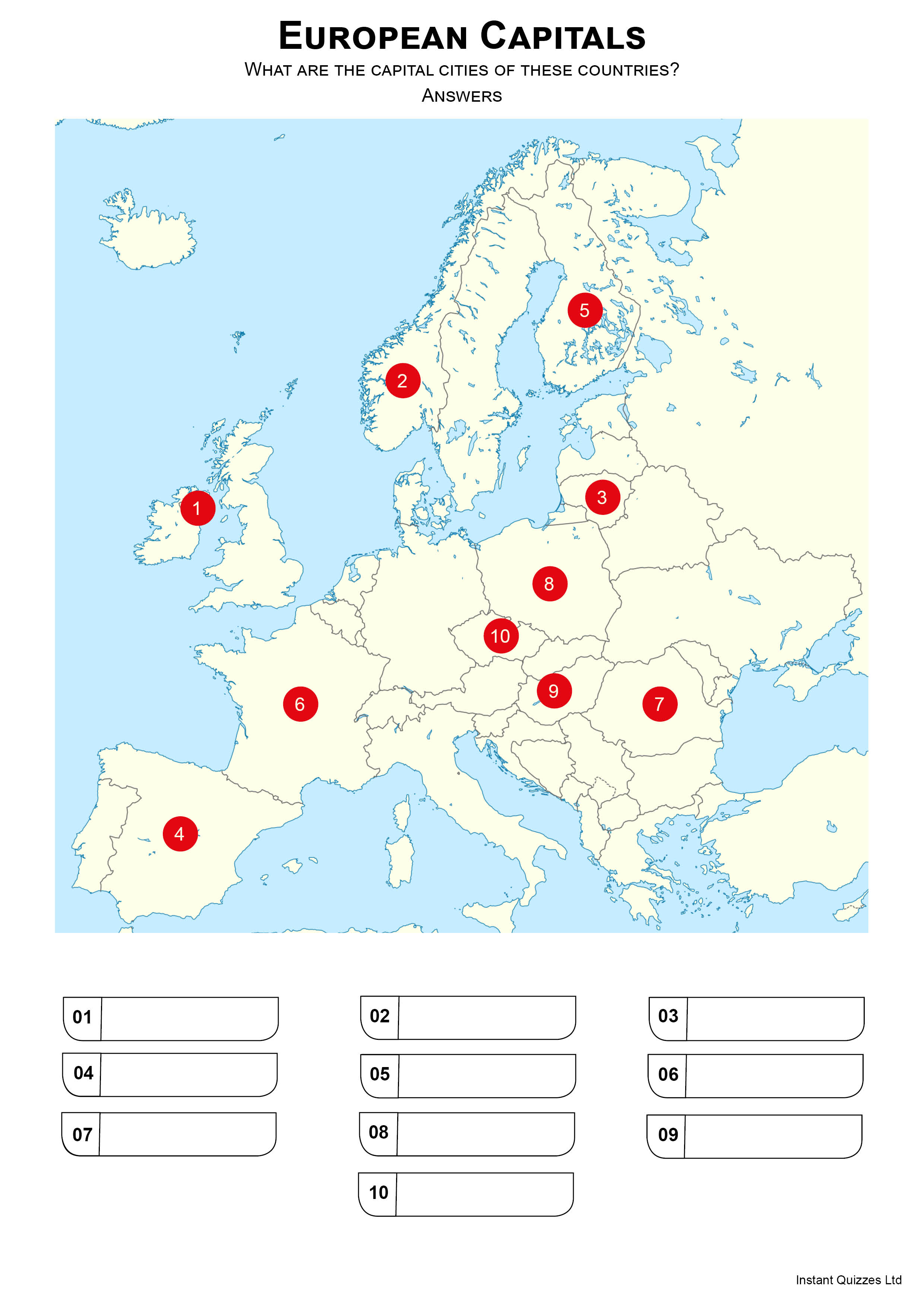 Euro Capital Cities Quiz – Pub Quiz Questions